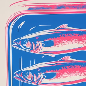 Pop Art Sardines Poster, Printable Abstract Fish Art, Sardine Tin ...