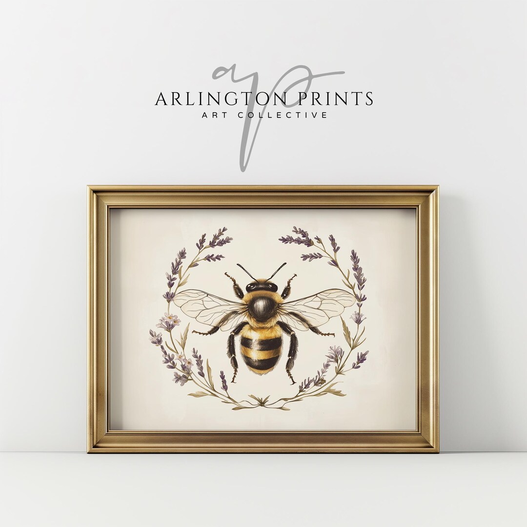 Vintage Cottagecore Bee Wall Art, PRINTABLE Country Honeybee Botanical ...