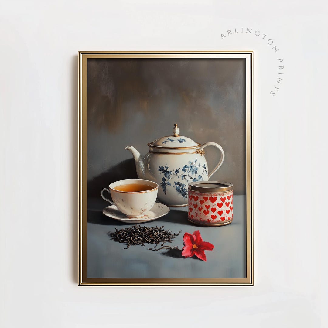 Rustic Muted Tea Set Print, PRINTABLE Vintage Style Kitchen Art, French ...