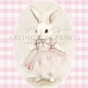 Vintage Rabbit Nursery Print, PRINTABLE Baby Girl Gingham Wall Art ...