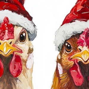 Cute Christmas Chickens Wall Art, Modern Farmhouse Print, Printable ...