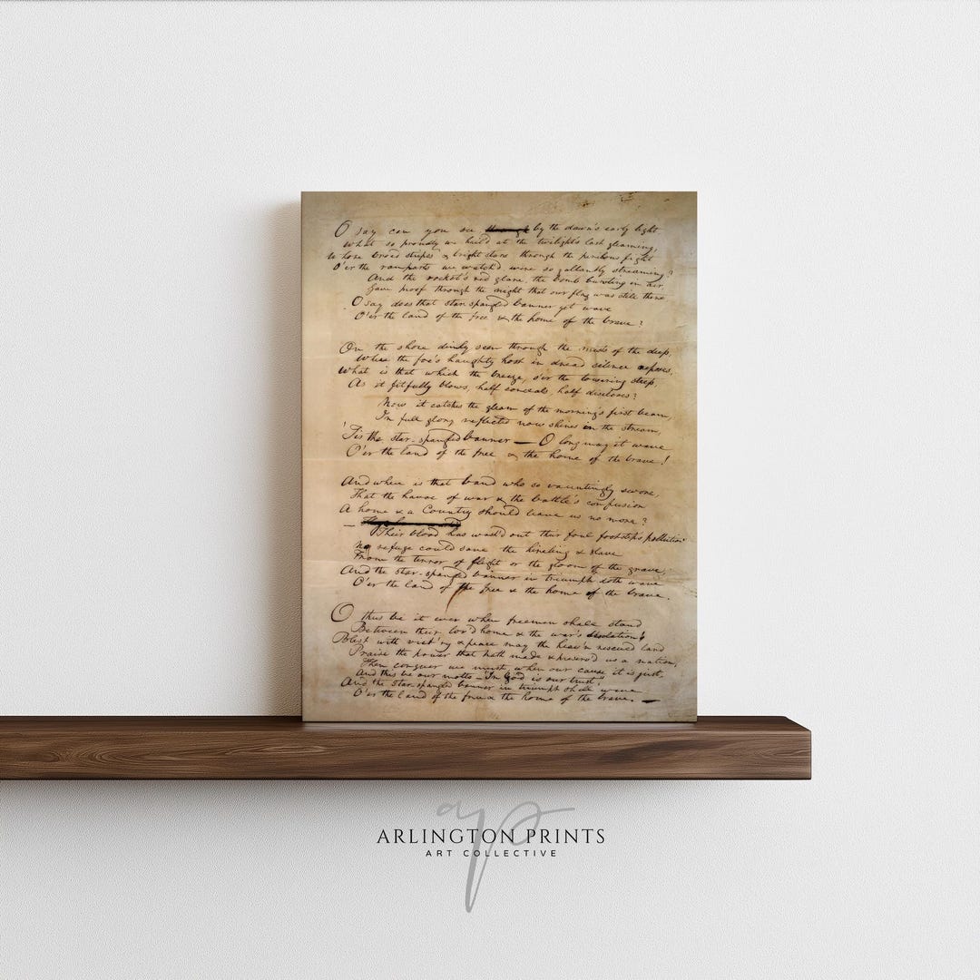 Star Spangled Banner National Anthem Printable, Vintage Patriotic Wall ...