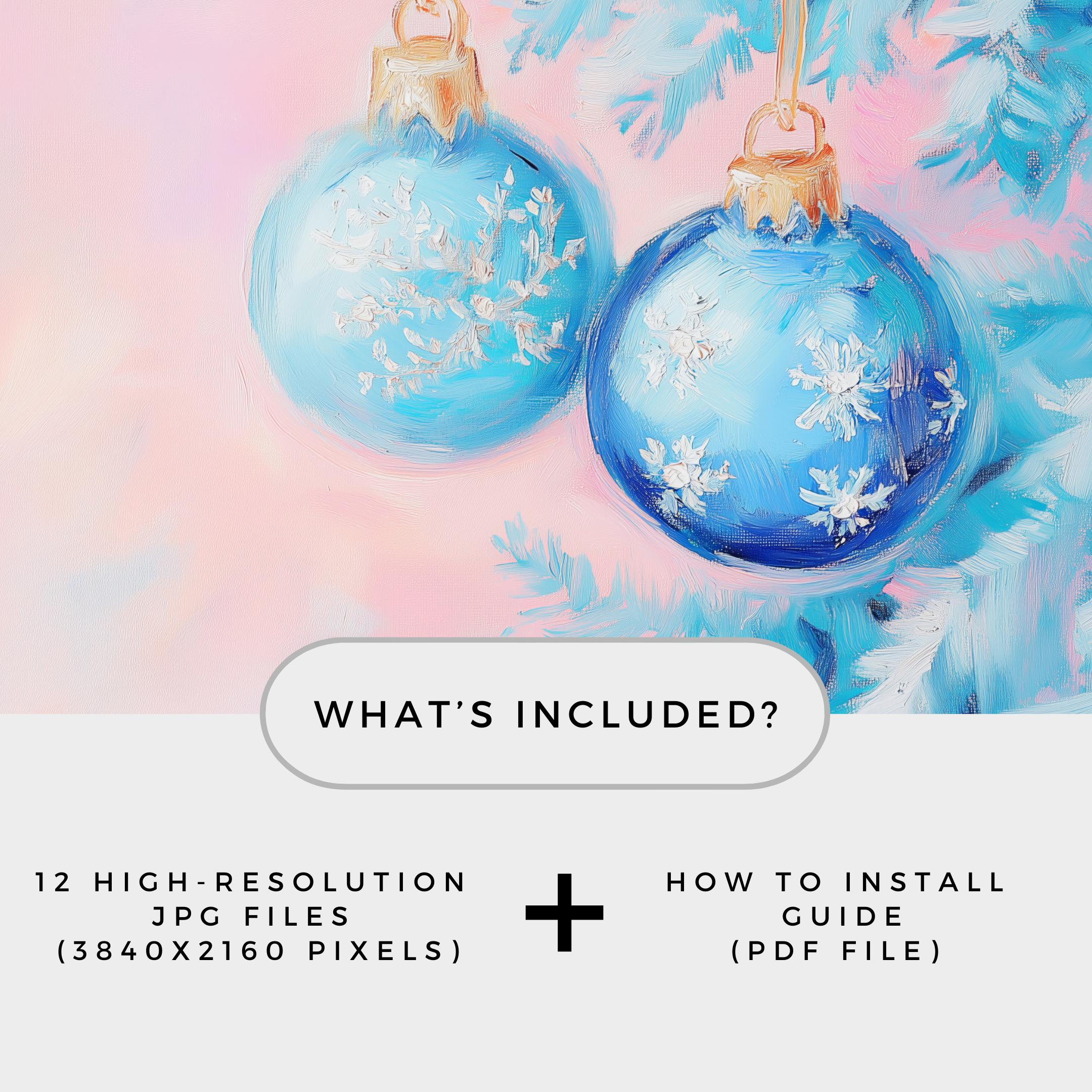 Frame TV Pink Christmas Art Bundle, Colorful Xmas Frame TV Art, Pastel ...