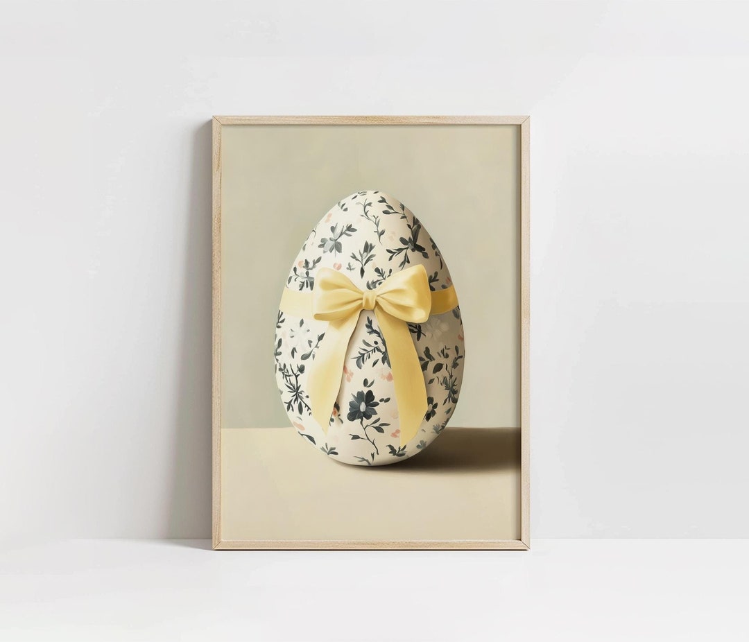 Spring Coquette Easter Egg Print, PRINTABLE Spring Art, Farmhouse ...