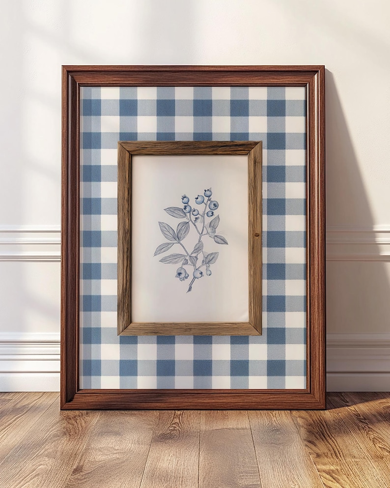 Country Kitchen Blueberry Print, Hand-drawn Berry Wall Art, Farmhouse ...