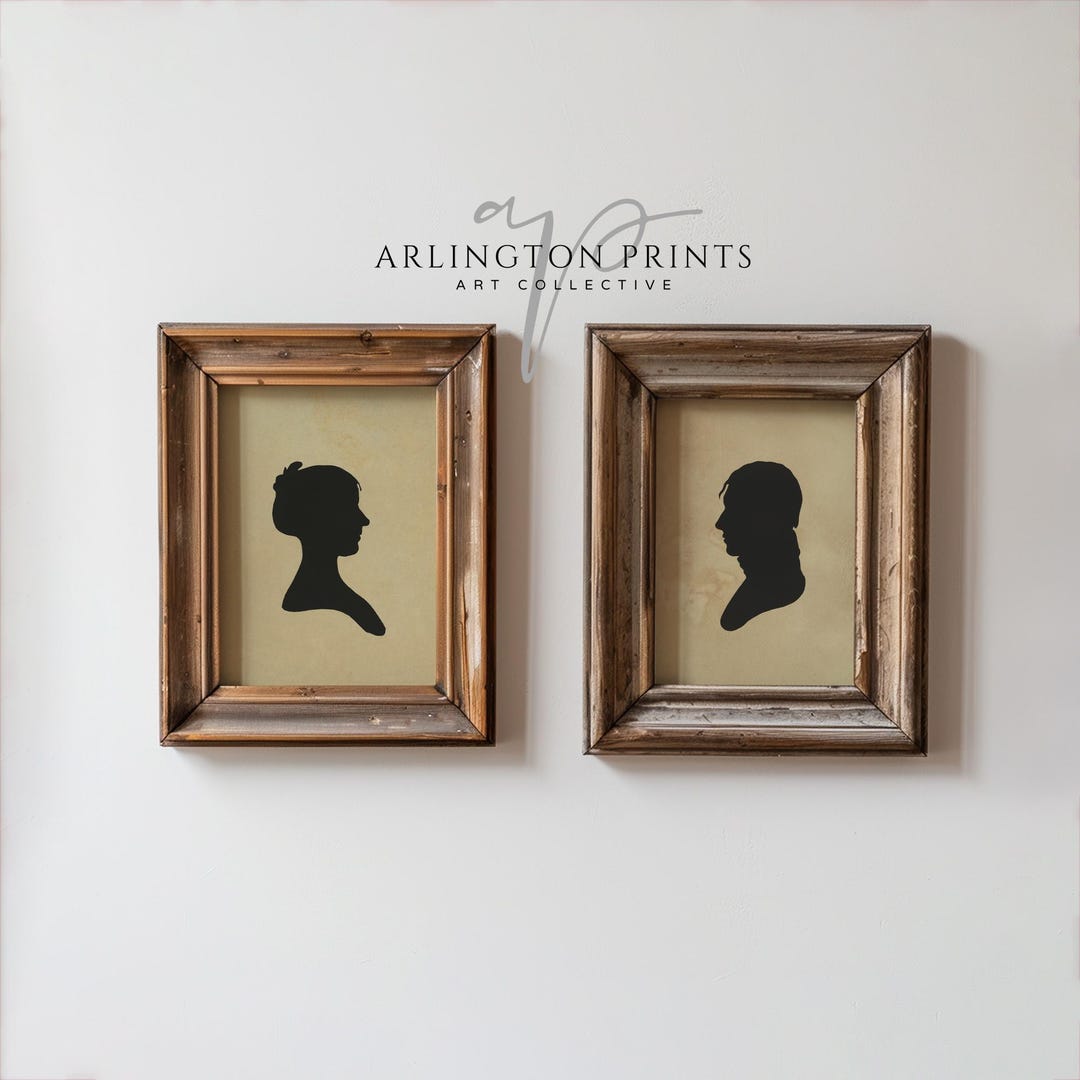 Vintage Silhouette Portrait Set, Antique Couple Silhouettes, Printable ...