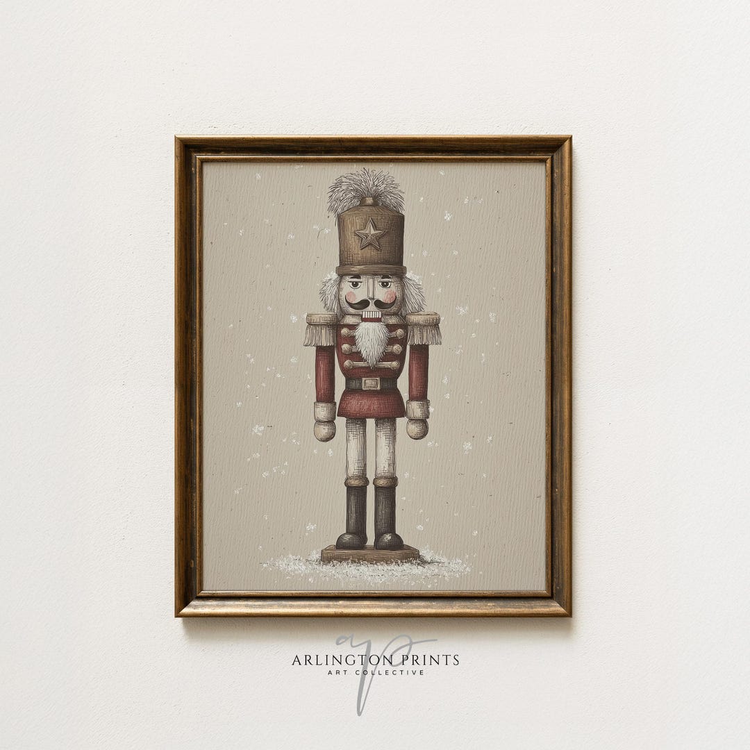 Rustic Christmas Nutcracker Print, Vintage Holiday Soldier Wall Art ...