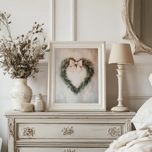 Vintage Pink Heart Wreath Print, PRINTABLE Valentines Wall Art ...