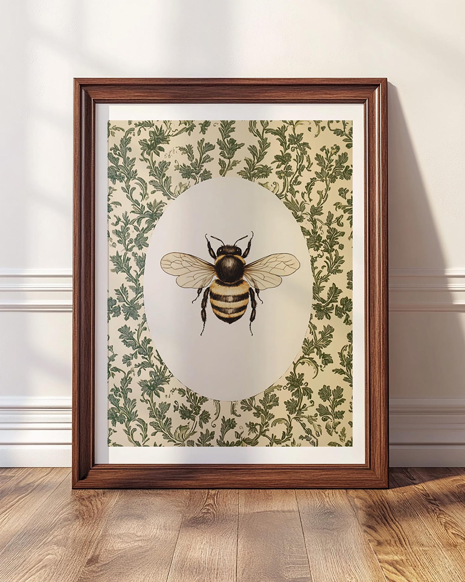 Vintage Bee Wall Art, Cottagecore Floral Printable, Botanical Insect ...