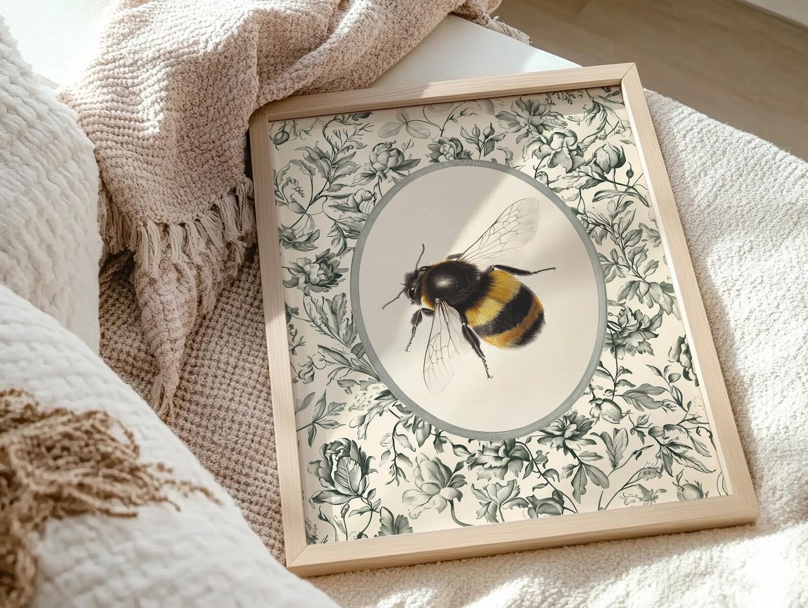 Vintage Cottagecore Bee Wall Art, PRINTABLE Country Bumblebee Botanical ...