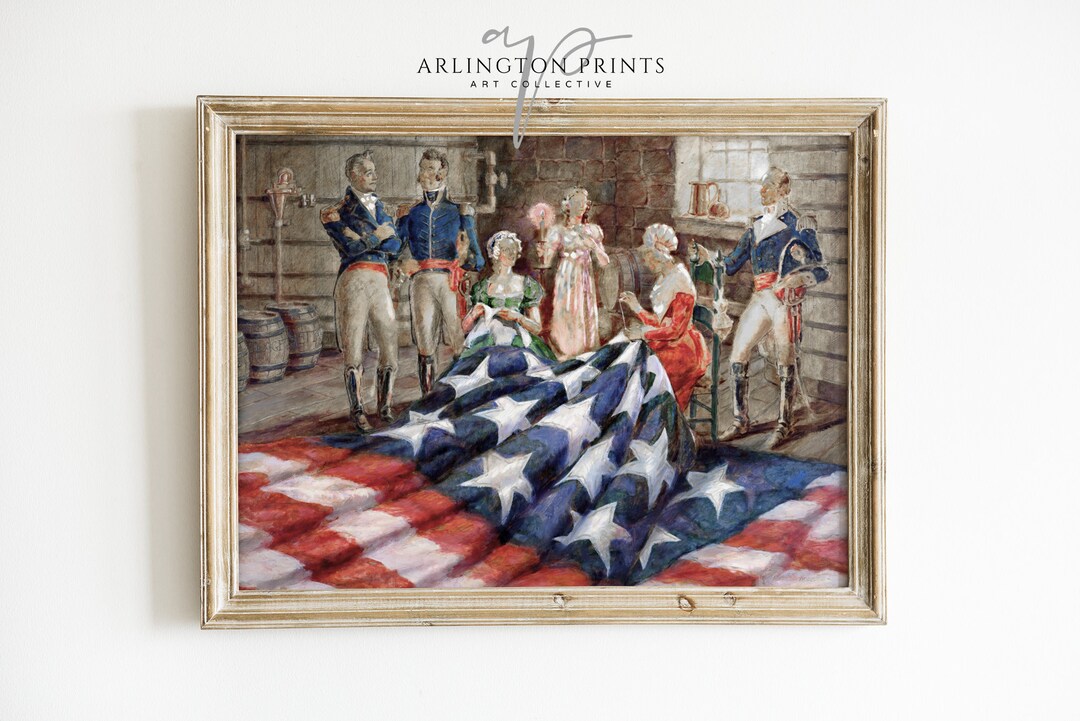 4th of July Vintage Wall Art Printable American Flag Americana ...