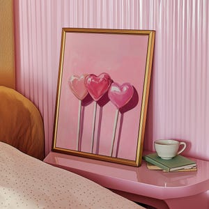 Preppy Pink Heart Lollipops Print, PRINTABLE Valentine's Nursery Wall ...