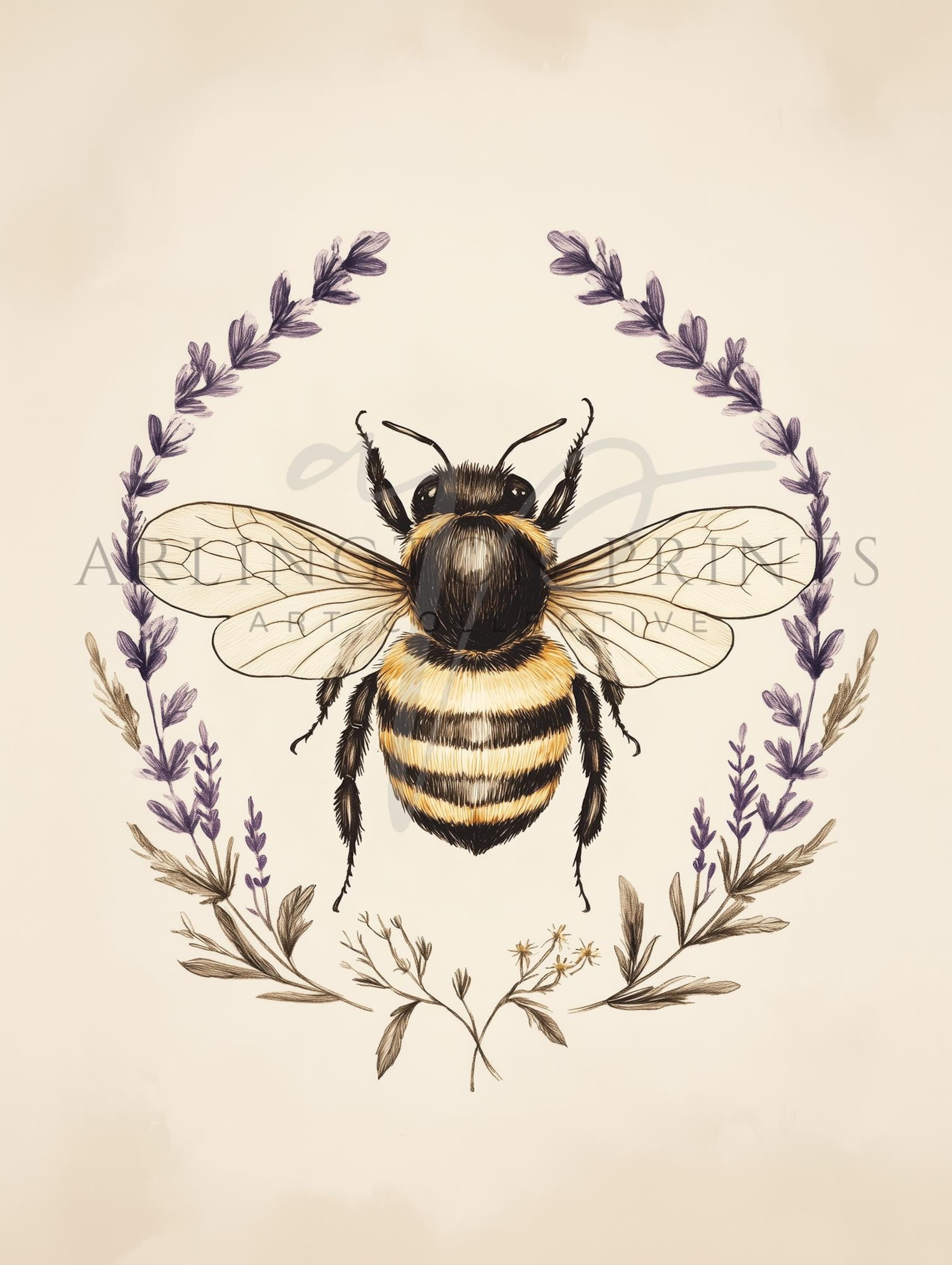 Vintage Cottagecore Bee Wall Art, PRINTABLE Country Honeybee Botanical ...