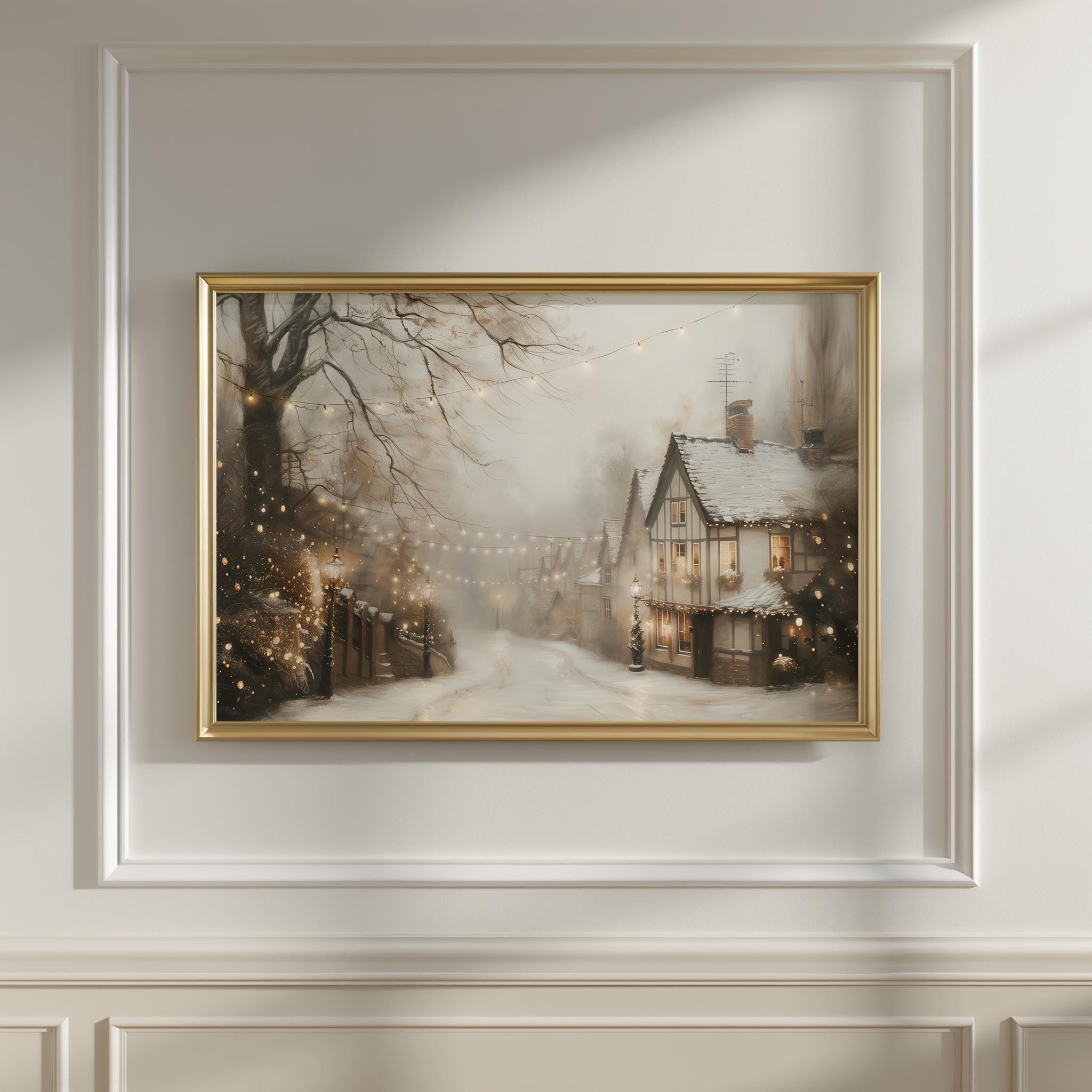 Vintage London Christmas Print, England, Printable Winter Painting ...