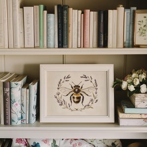 Vintage Cottagecore Bee Wall Art, PRINTABLE Country Honeybee Botanical ...