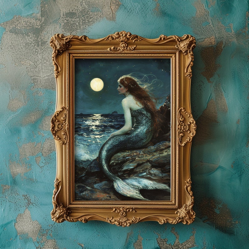 Mermaid Artwork, Fantasy Wall Art, Little Mermaid, Sky Oil Painting ...