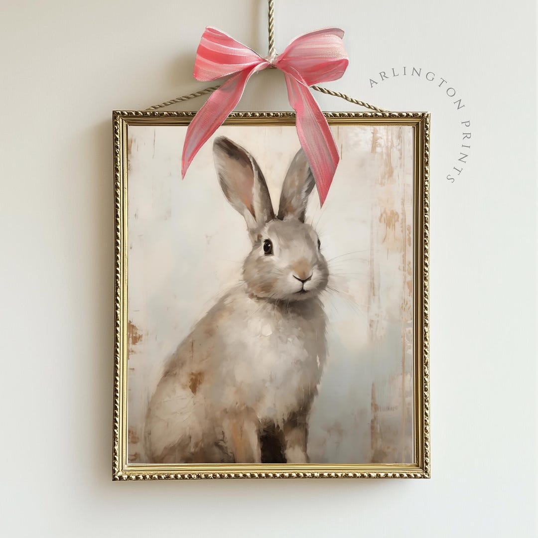 Vintage Rabbit Print | Bunny Rabbit Painting | Vintage PRINTABLE Wall ...