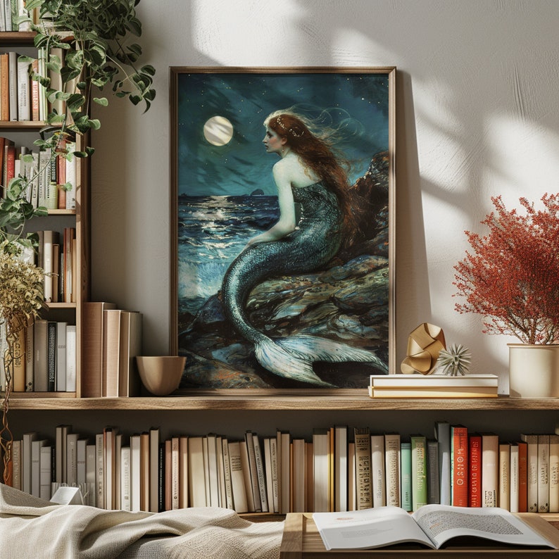 Mermaid Artwork, Fantasy Wall Art, Little Mermaid, Sky Oil Painting ...