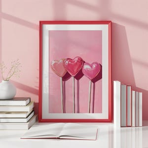Preppy Pink Heart Lollipops Print, PRINTABLE Valentine's Nursery Wall ...
