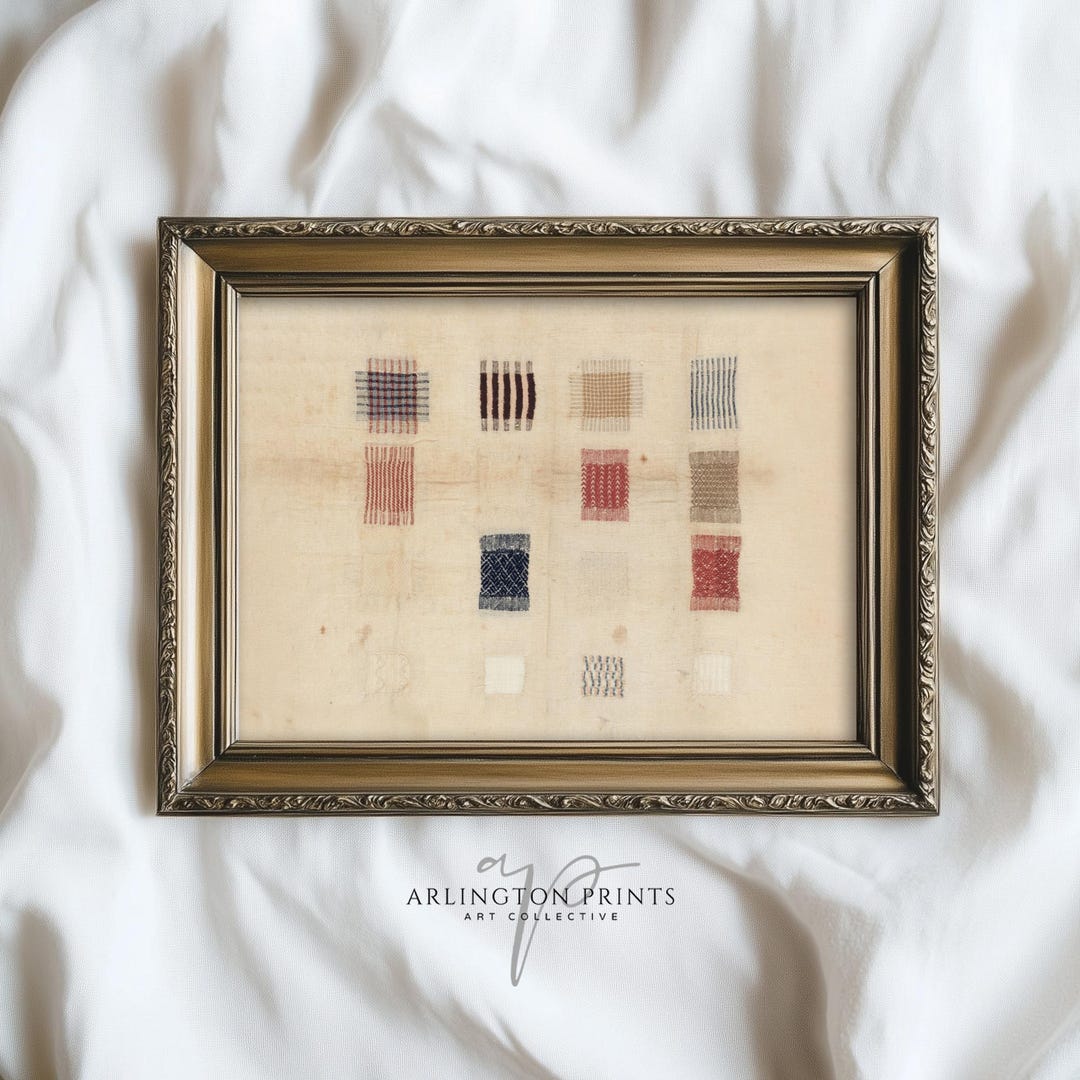 Vintage Textile Swatch Sampler, Antique Fabric Weaving Study ...