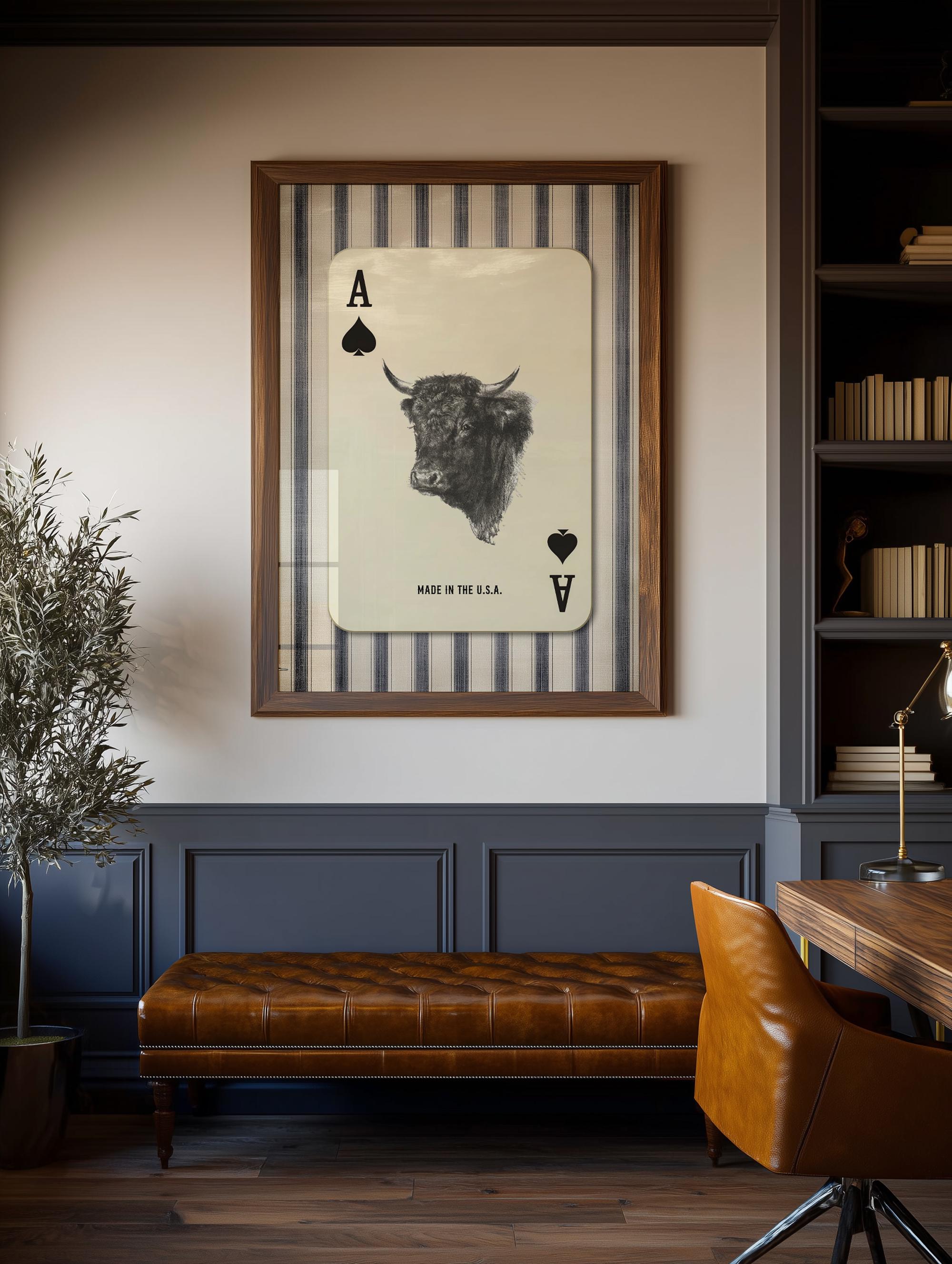 Bull Ace Playing Card Printable Art, Western Cowboy Decor, Vintage ...