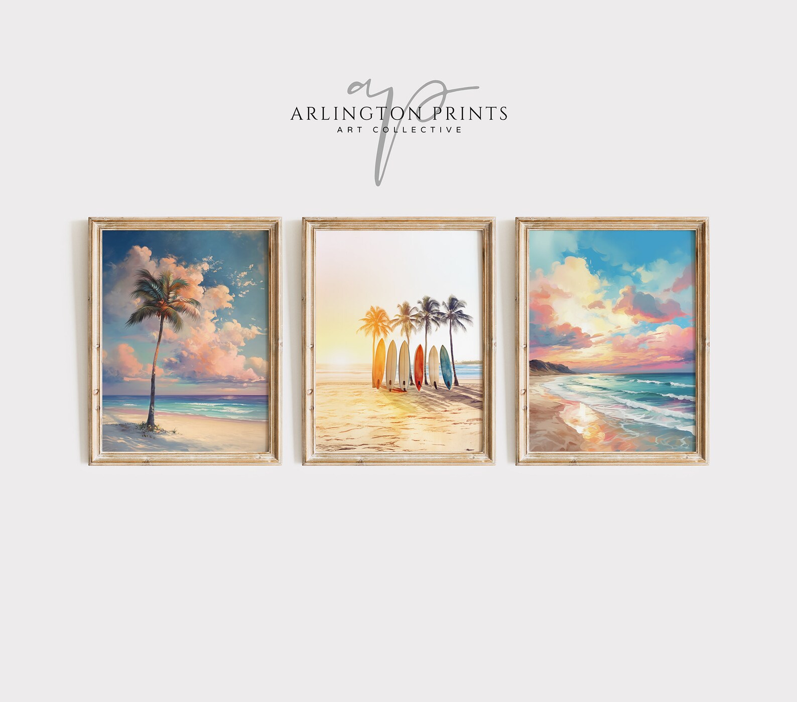 Colorful Beach Gallery Set of 8 Prints | Summer Surf Art and Ocean ...