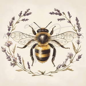 Vintage Cottagecore Bee Wall Art, PRINTABLE Country Honeybee Botanical ...