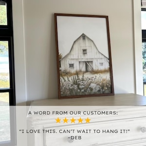 Printable Rustic Barn Art, White Barn Painting, Rustic Farmhouse Summer ...