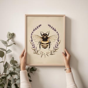 Vintage Cottagecore Bee Wall Art, PRINTABLE Country Honeybee Botanical ...