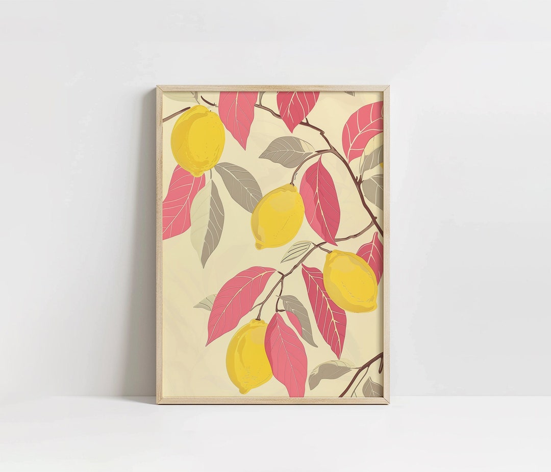 Lemons Pop Art Poster, Fruit Wall Art, Pink Lemonade Print, Preppy ...