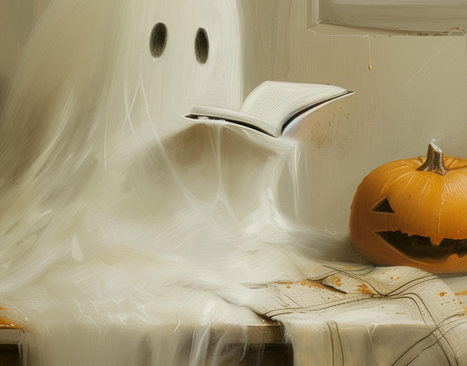 Cute Ghost Kitchen Wall Art, Baking Ghost, Halloween Art Print, Pumpkin ...