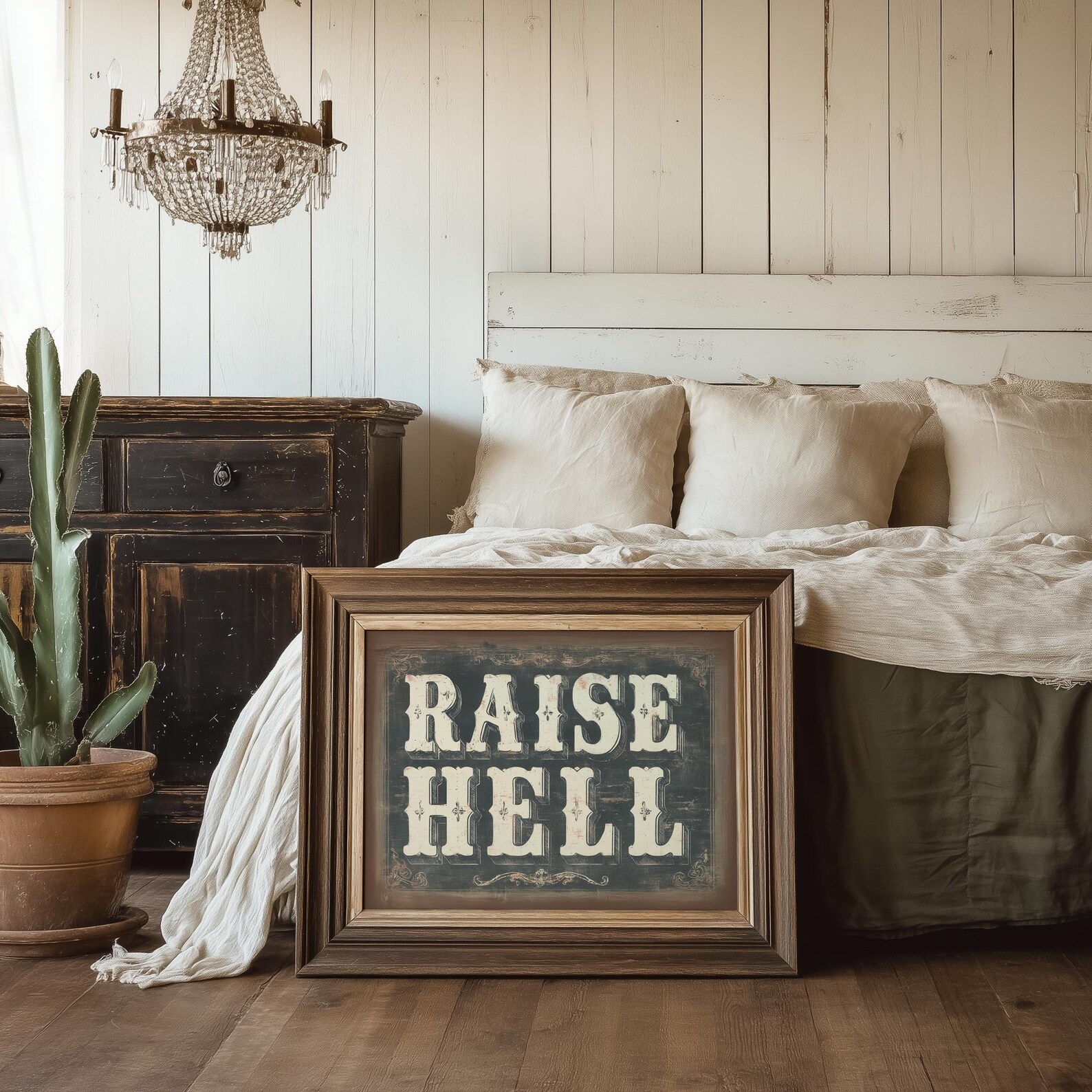Raise Hell Wall Art, Western Printable Bar Cart Art, Vintage Saloon ...