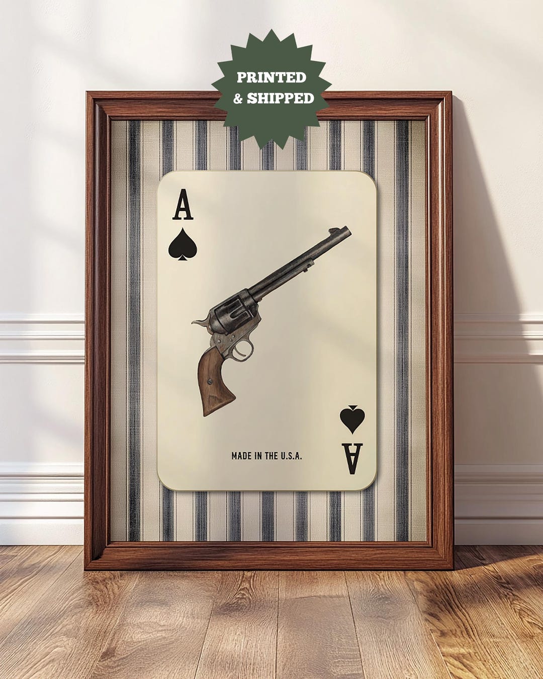 Revolver Playing Card Poster, Ace of Spades Wall Art, Printed Western ...