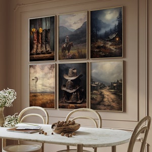 Printable Western Set of 6 Prints, Moody Large Wall Art, Rustic ...