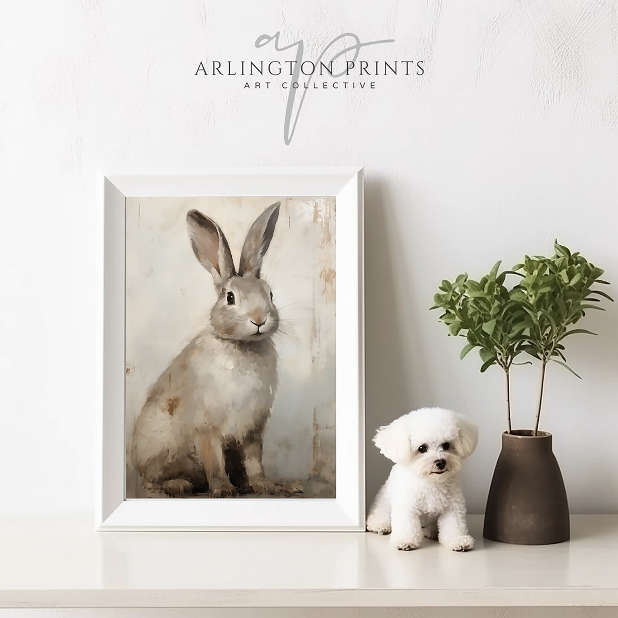 Vintage Rabbit Print Bunny Rabbit Painting Vintage PRINTABLE Wall Art ...