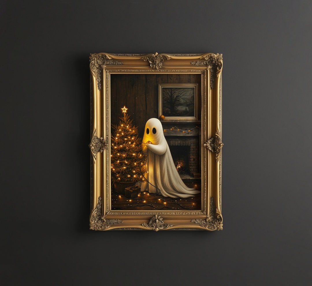 Christmas Halloween Art, Cute Ghost, Christmas Tree, Digital Download ...