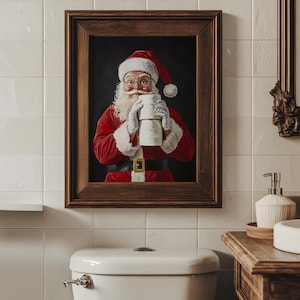 Printable Bathroom Christmas Art, Santa Claus Toilet Paper, Funny Bathroom Print, Amusing ...