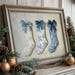 Trendy Blue Floral Stockings Painting, PRINTABLE Christmas Wall Art ...