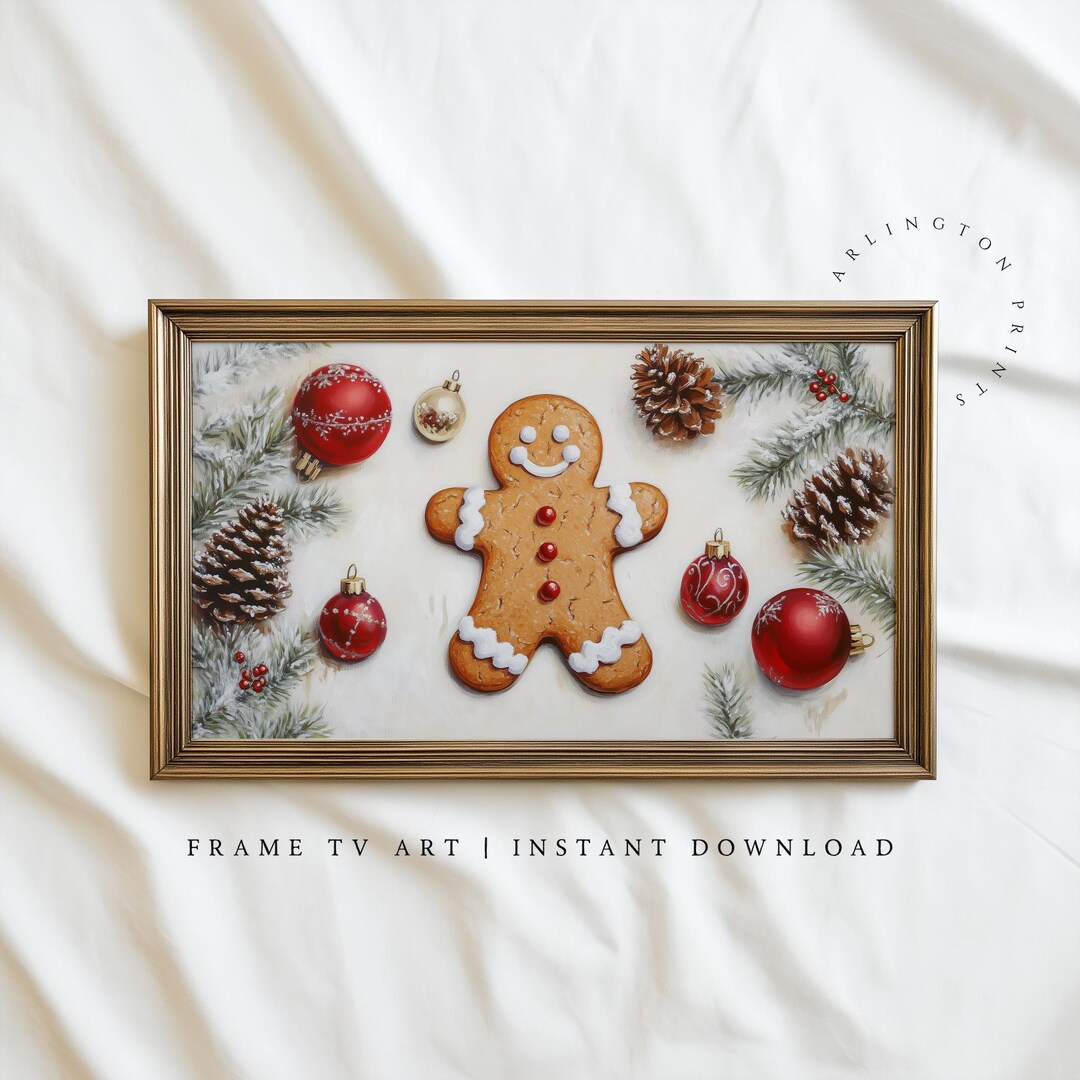 Samsung Frame TV Art, Gingerbread Man Christmas Wall Art, Holiday ...