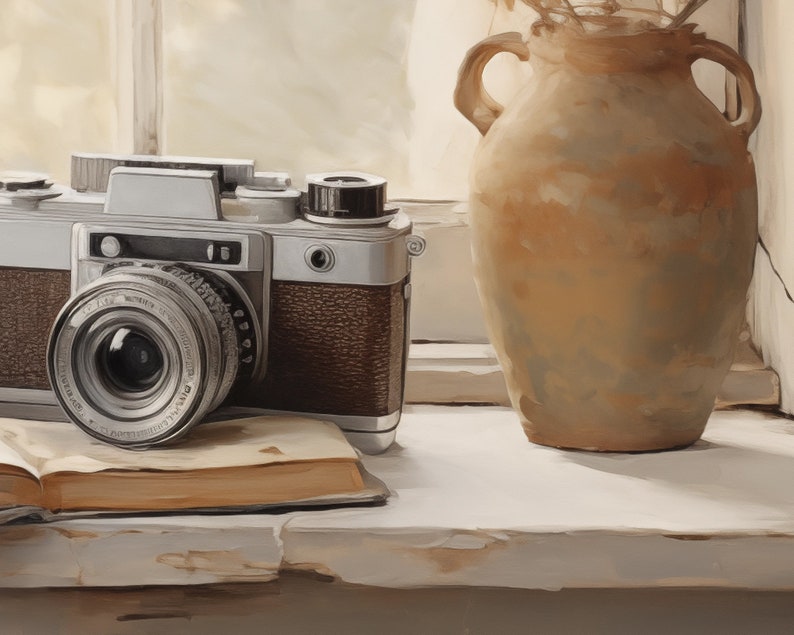 Printable Spring Wall Art, Vintage Camera Art Print, Farmhouse Style ...