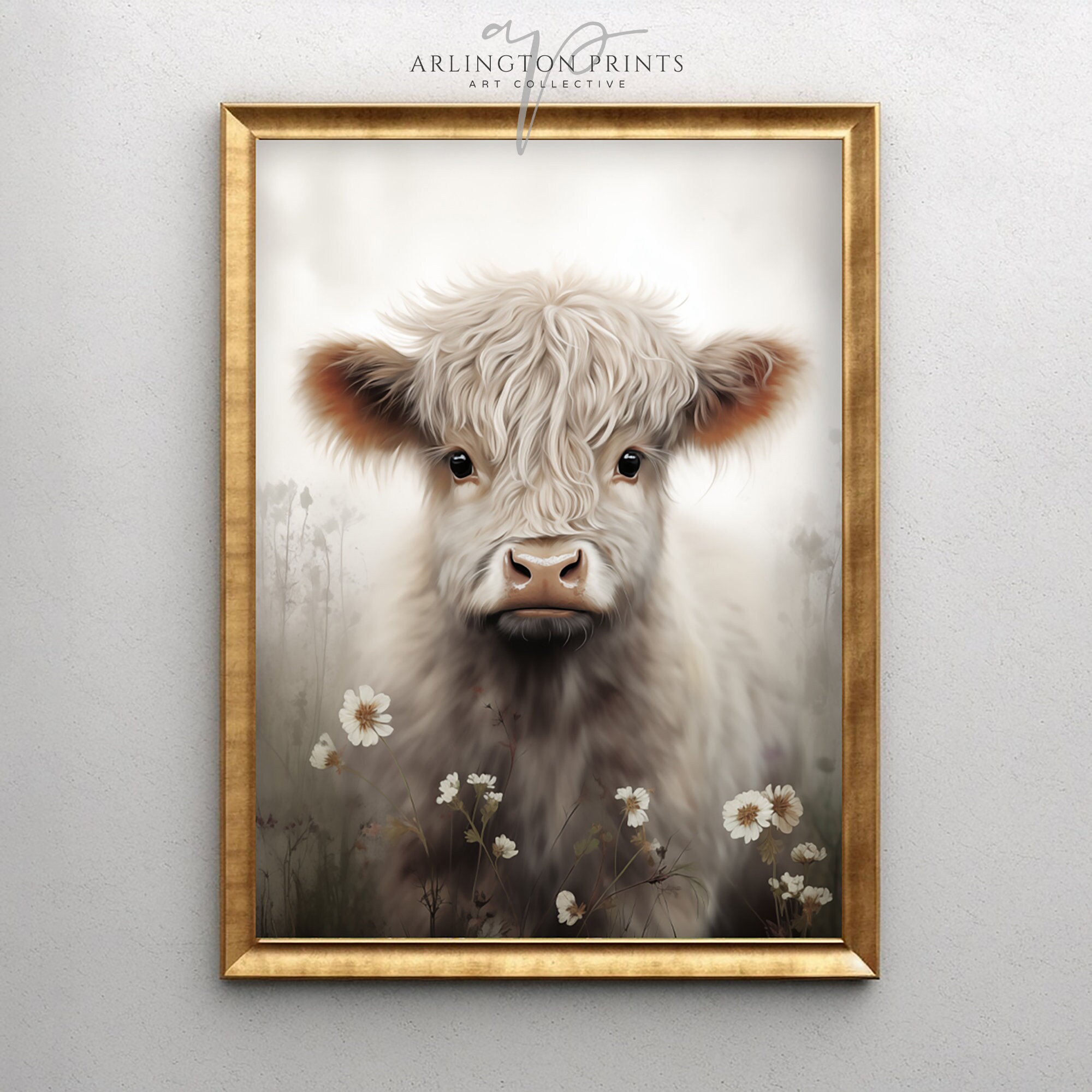 Highland Cow Picture, Spring Highland Cow Print, Rustic Farmhouse Art ...