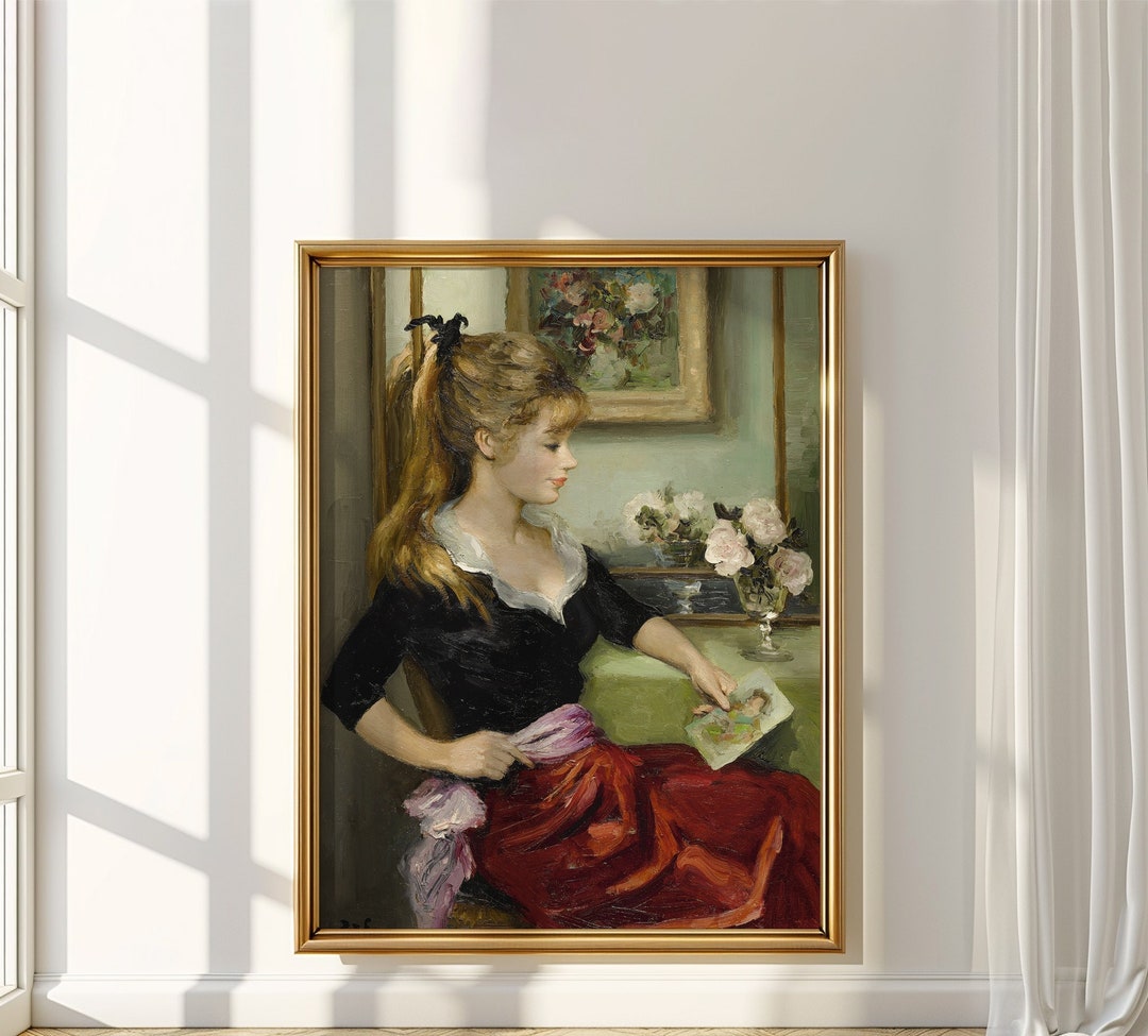 Vintage kokette Porträt Malerei, Französisch Wohnkultur, Vintage ...