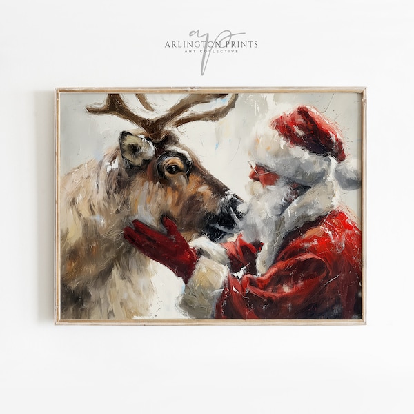 Christmas Santa's Reindeer Wall Art - Etsy