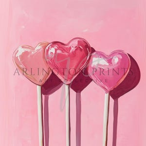 Preppy Pink Heart Lollipops Print, PRINTABLE Valentine's Nursery Wall ...