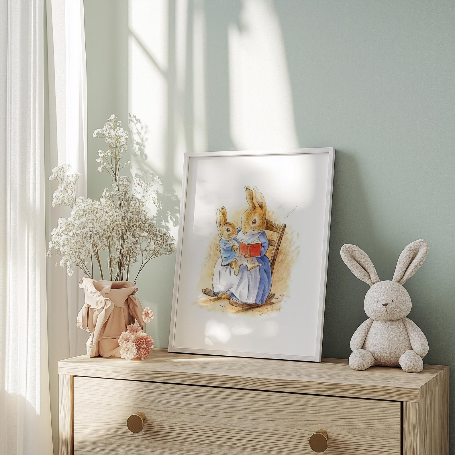 Mailed Print, Beatrix Potter Bunny Wall Art, Whimsical Rabbit Art ...