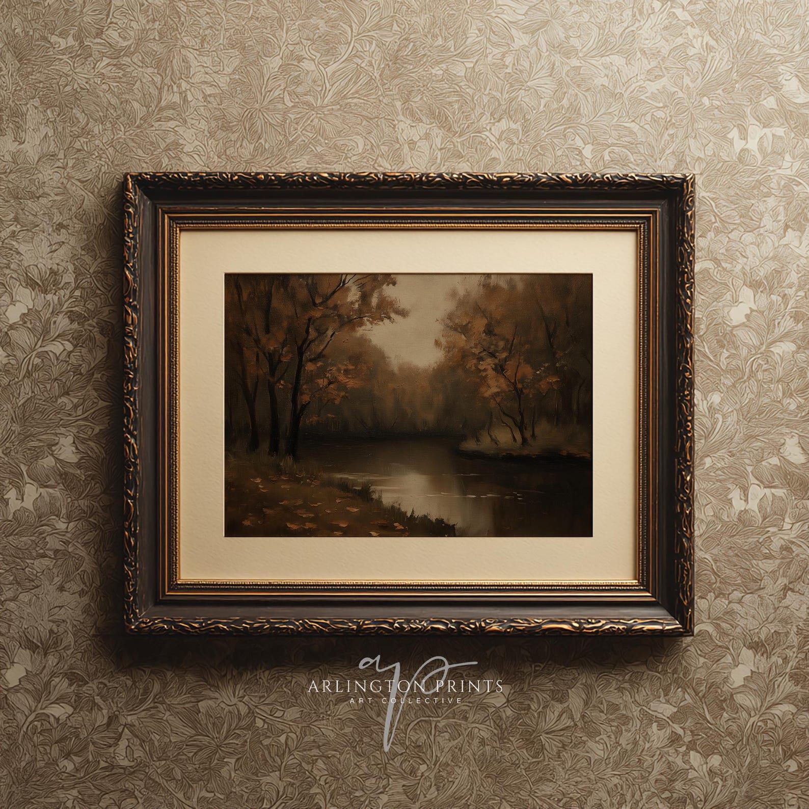 Rustic Fall River Printable Wall Art, Autumn Landscape Oil Painting ...