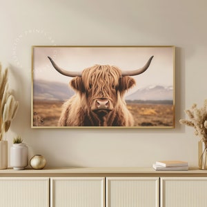 Samsung Frame TV Art | Highland Cow Art | Farmhouse Decor | Instant ...