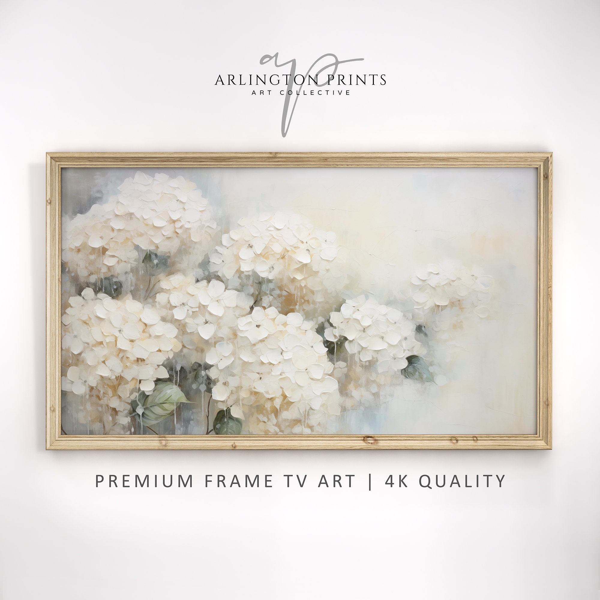 Samsung Frame TV Art White Hydrangeas Floral Spring Home Decor ...