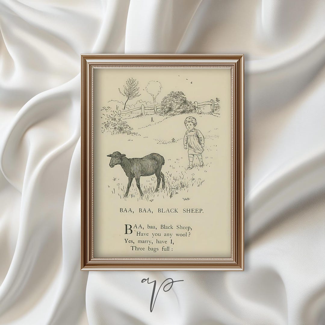 Antique Nursery Rhyme Wall Art, Vintage Nursery Art Print, Baa Baa ...