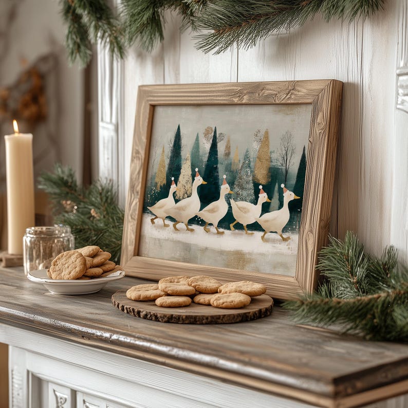 Cute Little Santa Ducks Print, PRINTABLE Whimsical Christmas Nursery ...